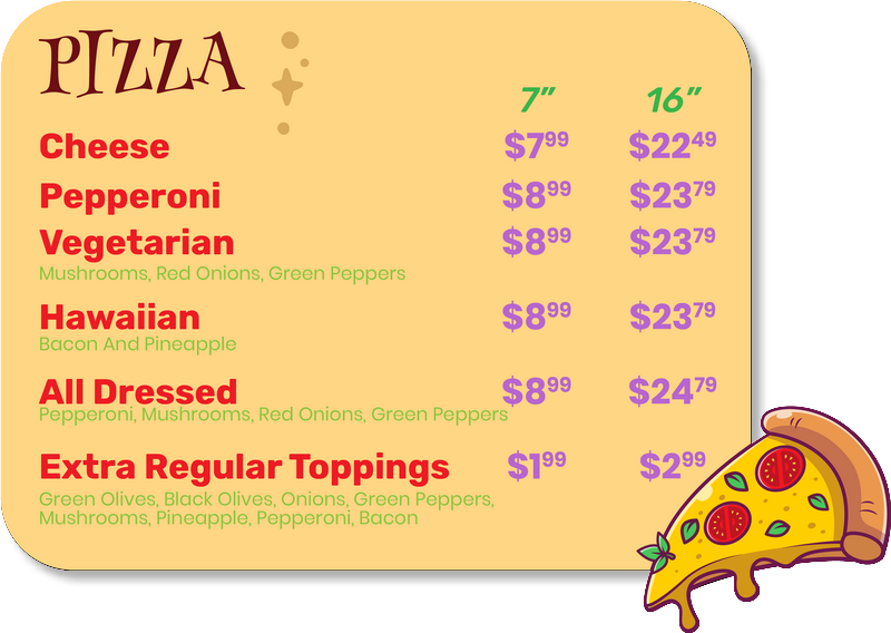 Our menu – Little Monkeys