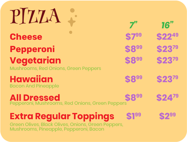 Our menu – Little Monkeys